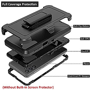 TENCO Compatible with Samsung Galaxy A32 5G Case,with Screen Protectors,Heavy Duty Rugged Shockproof Full Body Protection Kickstand Case Belt Clip Holster for 5G(Black), SM-A326B, SM-A326BDS