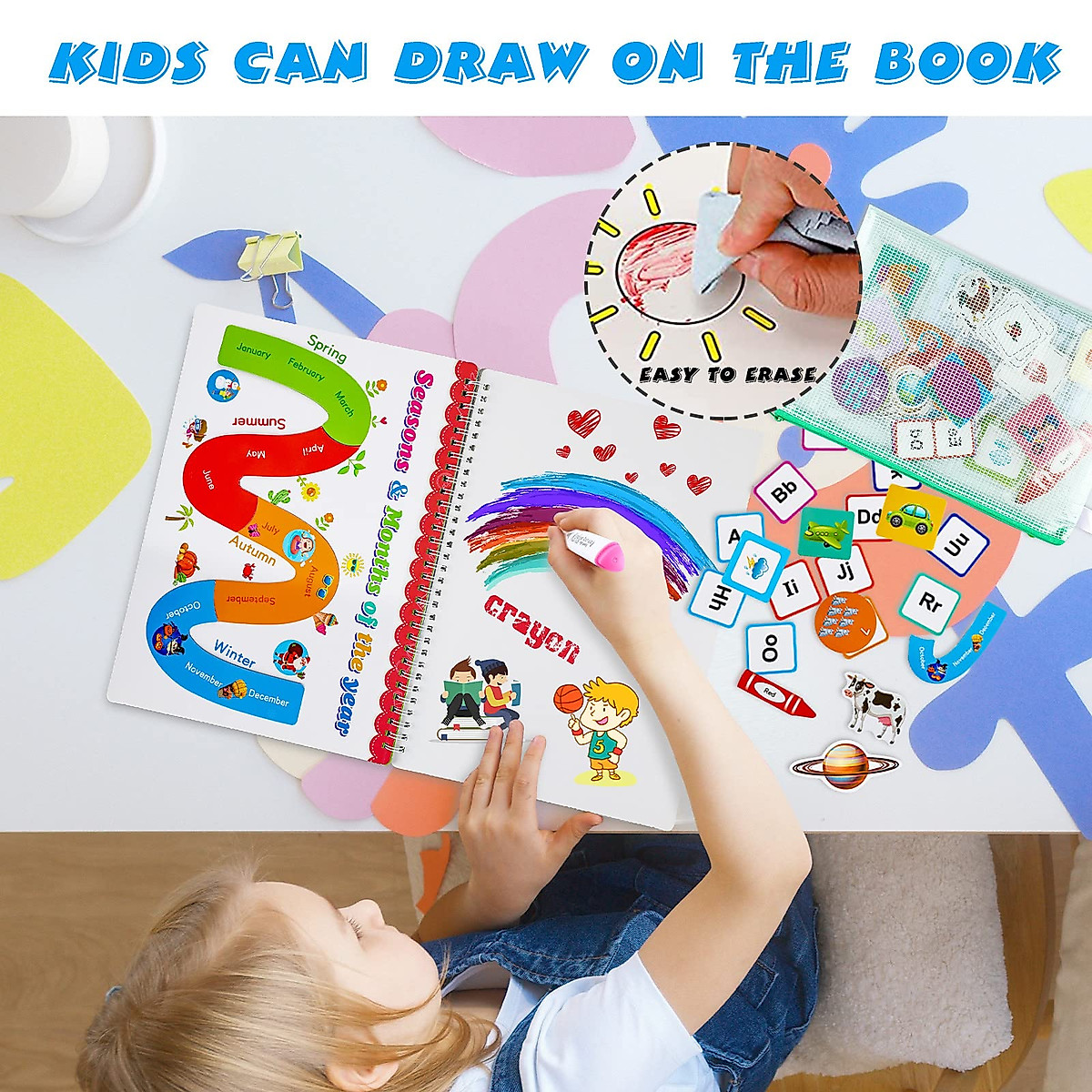 Busy Book for Kids, 14 Themes Toddler Preschool Learning Activities Montessori Toys, Autism Sensory Educational Toys, Early Learning Toys Book for Boys Girls Develops Fine Motor Skills