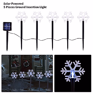 White Solar Christmas Pathway, Snowflake Lights with Stake Outdoor Waterproof, 5-LED Decorative Lights for Garden Yard Street Pathway Park Christmas Wedding