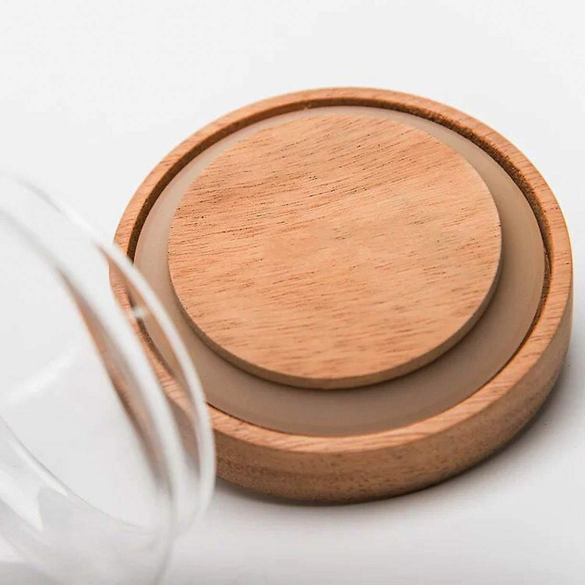 WellieSTR 1Pc (D 1000ml/34oz) Glass Storage Jars (48oz/1400ml) with Airtight Seal Bamboo Lid Stackable Kitchen Canisters for Candy, Coffee Bean Cookie, Rice, Sugar, Flour, Pasta, Nuts, Coffee