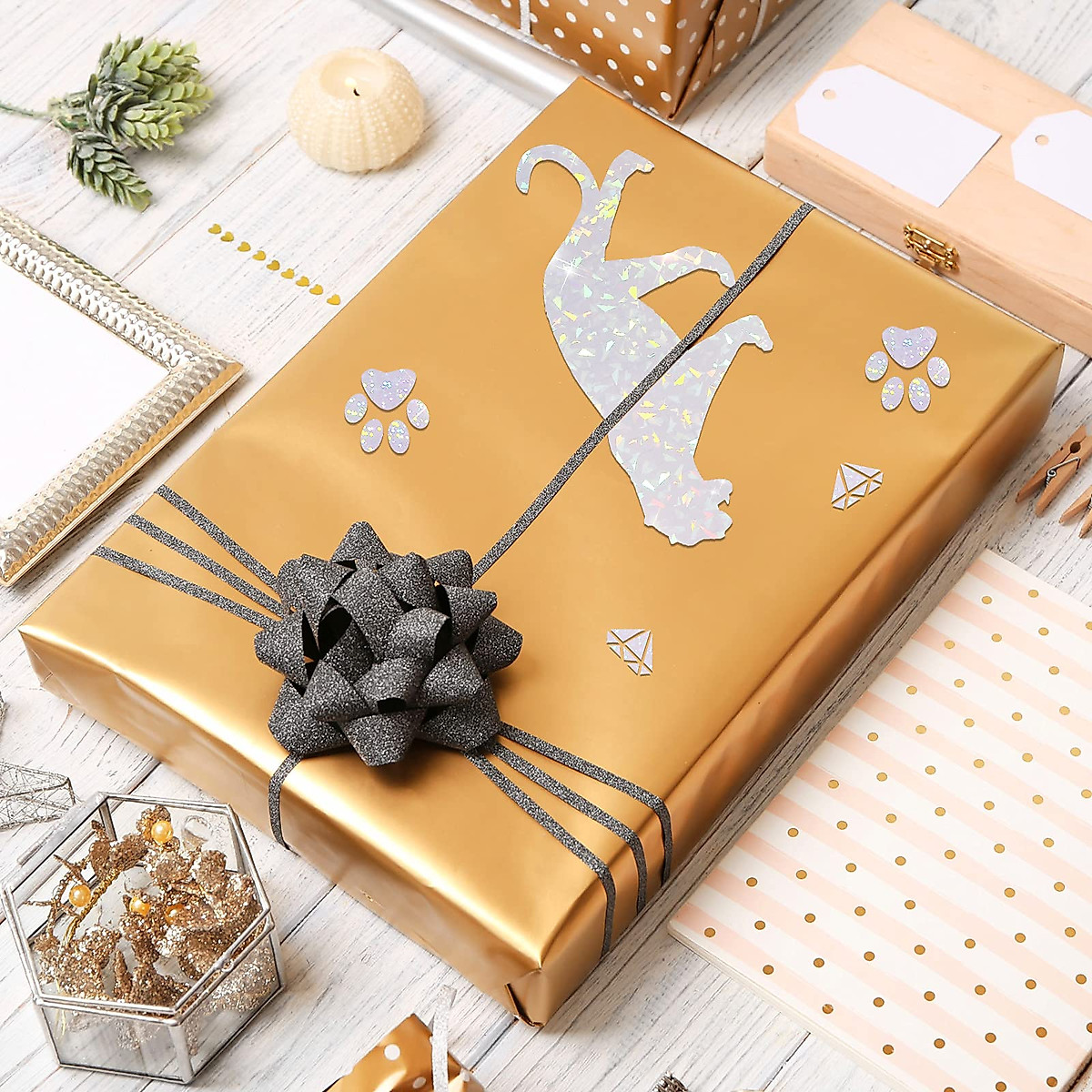 24 Sheets Holographic Sticker Paper Vinyl Printable Sticker Paper Transparent Holographic Self Adhesive Sticker Holographic Rainbow Waterproof Film for Stickers, A4 Size, 8.25 x 11.7 Inches