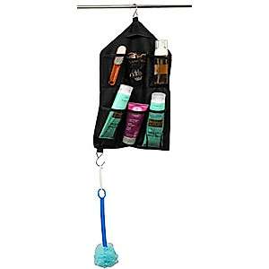 Home-X Hanging Mesh Pockets Organizer-Over the Door Hook-Shampoo Shower Organizer-Closet Caddy-6 Pockets House Organization and Storage-Black