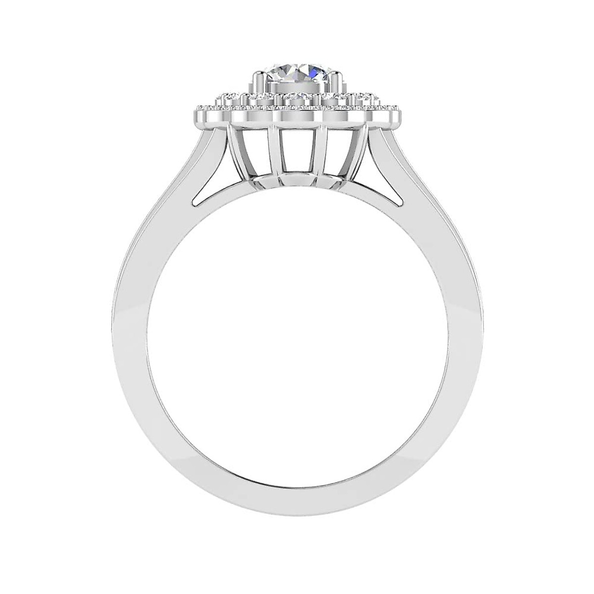 TwoBirch 18k White Gold Microplated Floral Design Duo Bridal Ring Set Engagement Ring and Wedding Band with Cubic Zirconia (SET (2 RINGS), Size 8)