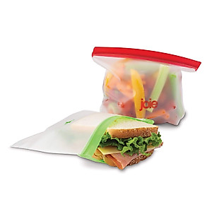 Joie Reusable Food Storage Bags - Reusable Bags for Snacks, Sandwiches, Vegetables and More - Ziptop Containers for Sustainable Living, BPA Free, 8.75” x 7”, 6 Bags