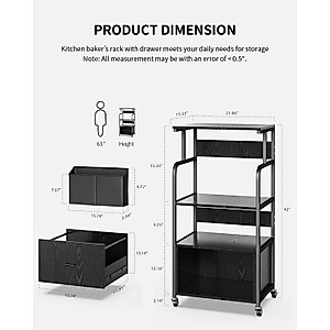 Gizoon 42'' Home Office Printer Stand with Storage Drawer, 3 Tier Large Tall Printer Shelf Cart W/Lockabel Rolling Wheels, Versatile - Black