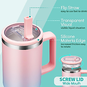 BENZZO Insulated Tumblers 40 oz Tumbler with Flip Straw - Thermal Cup with Lid Coffee Mug Keep Cold-34h & Hot-10h, Stainless Steel Mug Leakproof Dishwasher Safe Insulated Cup with Lid