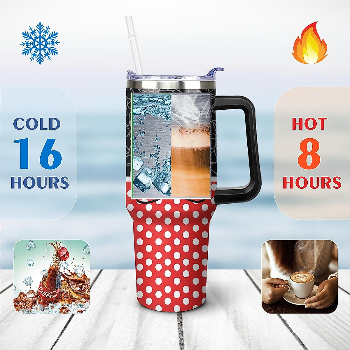 Sunmdecor 40 Oz Tumbler with Handle and Silicone Straws,Coffee Insulated Tumbler with Handle,40oz tumbler with handle