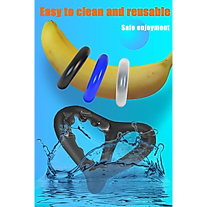 Aurbar Penis Rings,10 Piece Cock-Ring Set,4 Styles 3 Colors Male-Sex-Toy,Adult Toys,Couples Sex-Toys-for-Men - Black,Blue,Clear (Black,Blue,Clear)