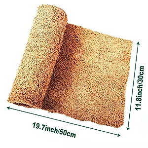 19.7"x11.8" Reptile Carpet Coconut Fiber, 2 Pack Reptile Terrarium Liner for Tortoise Bedding, Tortoise Carpet Mat Supplies for Pet Lizard, Chameleon, Bearded Dragon, Leopard Gecko, Iguana
