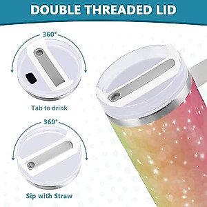 ODAWA Magic Glitter Rainbow Double Wall Tumbler Reusable Insulated Coffee Mug with Lid Insulated Coffee Mug