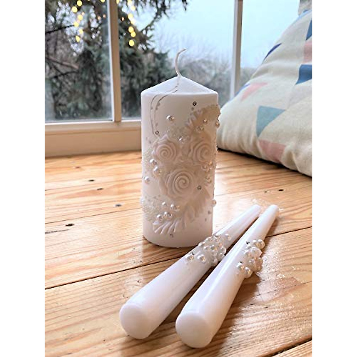 Magik Life Unity Candle Set for Wedding - Wedding Accessories for Reception and Ceremony - Candle Sets - 6 Inch Pillar and 2 10 Inch Tapers - Decorative Pillars White
