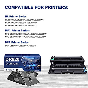 Toner Bank Compatible DR820 Drum Unit Replacement for Brother DR820 DR-820 DR 820 Work with Brother HL-L6200DW MFC-L5850DW HLL6200DW MFC-L5900DW MFC-L5700DW HL-L5200DW MFC-L6800DW Printer-1 Pack
