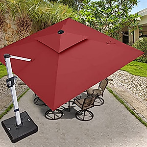 ABCCANOPY 9FT Cantilever Patio Umbrella Double Top Square Umbrella Outdoor Offset Umbrella with 360° Rotation,Burgundy