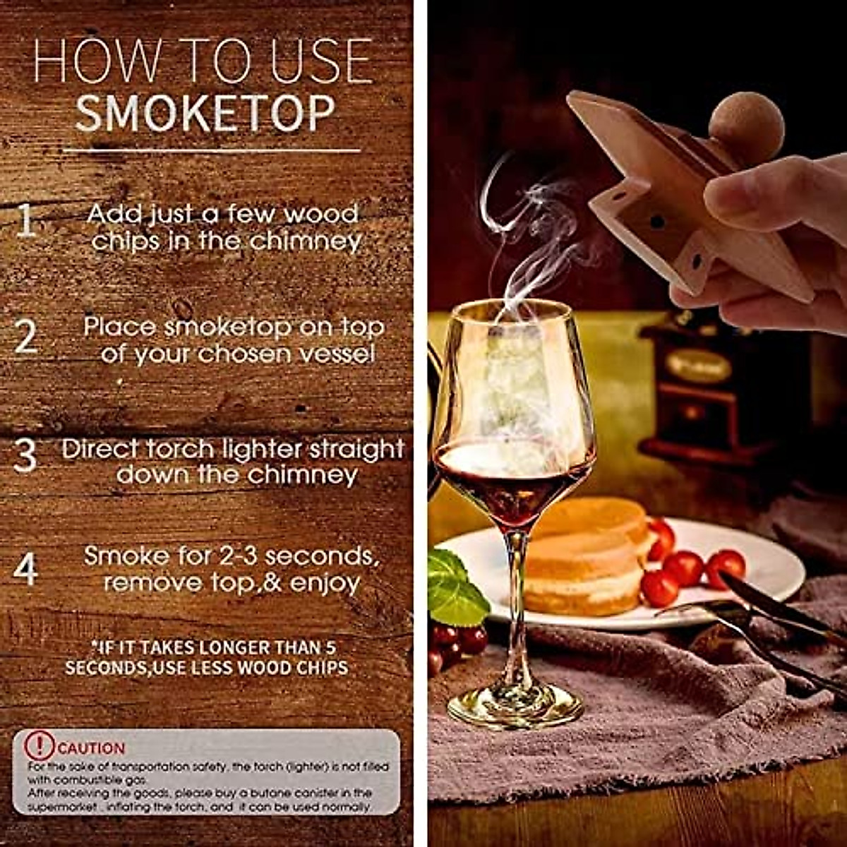 Smoker Whiskey Smoker Kit with Torch，Droyek Six Flavors of Wood Smoker Chips with Exquisite Packaging, Drink Smoker Kit Infuse Whiskey and Bourbon. Gift for Dad & Husband & Friend (No Butane)