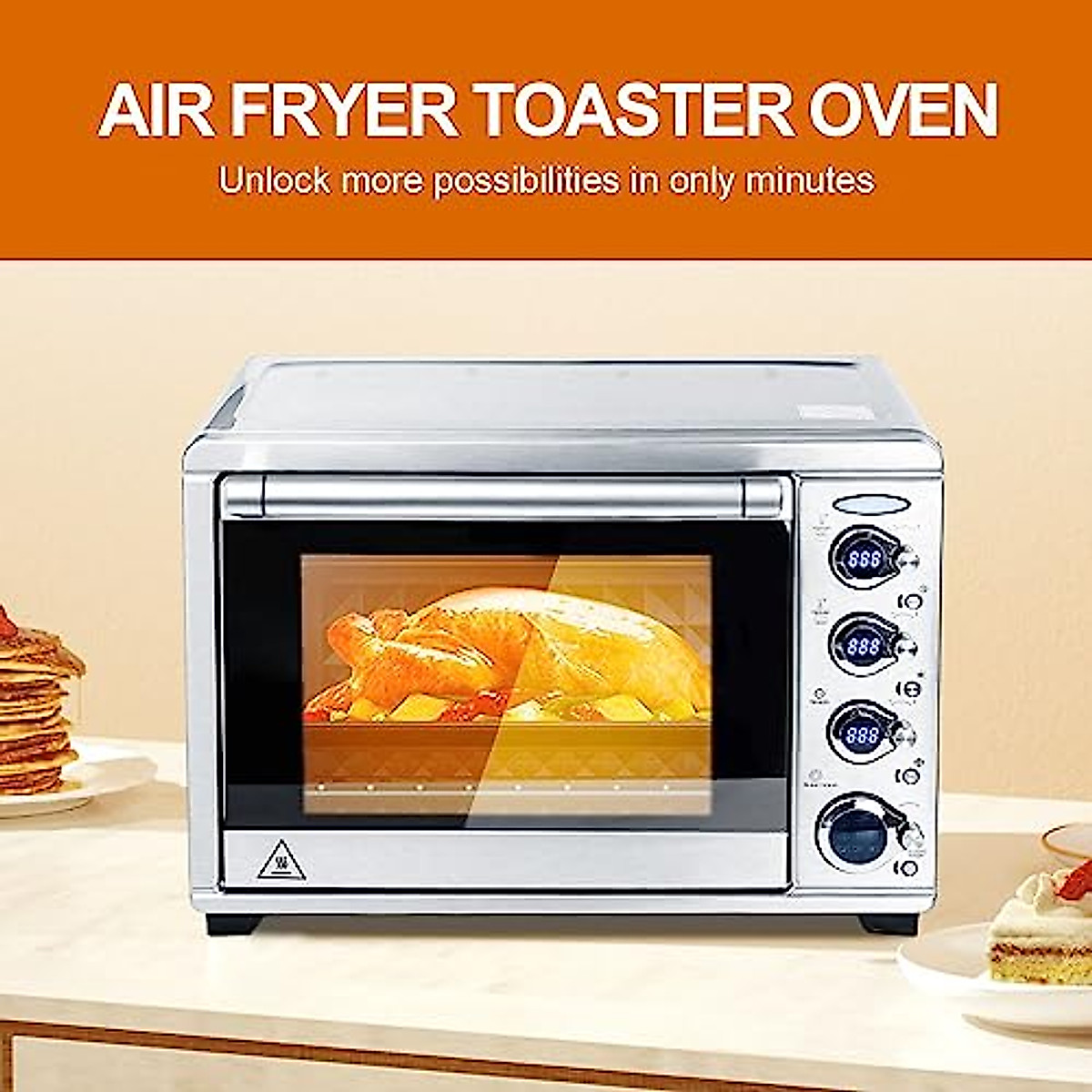 spoonlemon Air Fryer Toaster Oven Combo, 9-in-1 38QT Convection Countertop Oven, Smart Stainless Steel Oven Air Fryer with 75 Recipes & Accessories for 6-Slice Toast 12'' Pizza for Family Feasts
