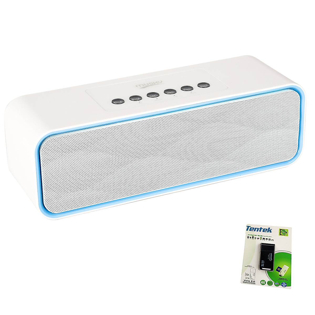 Portable Bluetooth Stereo Speaker, 10W Acoustic Drivers, Dual Subwoofer, FM Radio & Handsfree Speakerphone, Micro SD Card & USB & AUX Slots for Smart Phone, MP3, MP4, iPad, Tablet & More