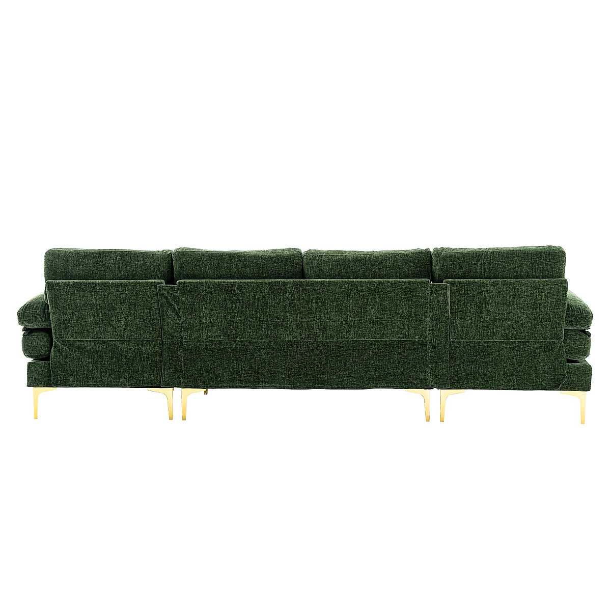 U Shaped Sectional Sofa with Double Extra Wide Chaise Lounge, 110.63" Soft Velvet Upholstery Couches with Solid Wood Frame, Detachable Cover & Armrest and Golden Color Metal Feet, Easy to Install