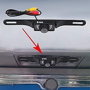 Qiilu License Plate Camera 7 LED 170° Wide Angle Car License Plate Reaview Reverse Backup Night Vision Camera Waterpoof