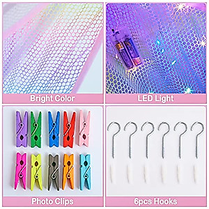 FIOBEE Stuffed Animals Net or Hammock, Stuffed Animals Storage Holder Toy Hammock Organizer Hanging with LED Light Photo Clips for Nursery Play Room Kids Bedroom Pack of 2