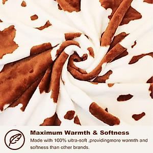 Cow Print Blanket Soft Fleece Flannel Lightweight Throw Blankets Warm Plush Cute Brown Cow Throw Blanket Sofa Couch Bed Camping Travel Cow Bedding Kid Baby Boys Girls Adults 50x60 inch