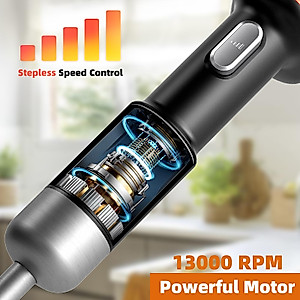 Commercial Immersion Blender, 5 in 1 Cordless Hand Blender Heavy Duty Motor, 4000-13000RPM lmmersion Blender Variable Speed Hand Blender With Mixing Beaker, Chopper, Whisk and Milk Frother