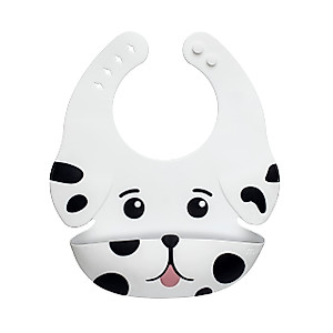 melii Silicone Weaning Bib for Babies & Toddlers, Large Food Catcher (Dog)