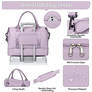 Weekender Bags for Women,Personal Item Travel Bag with Shoes Compartment,Overnight Travel Duffel Bag with Wet Pocket and Separate Toiletry Bag,Gym Bag