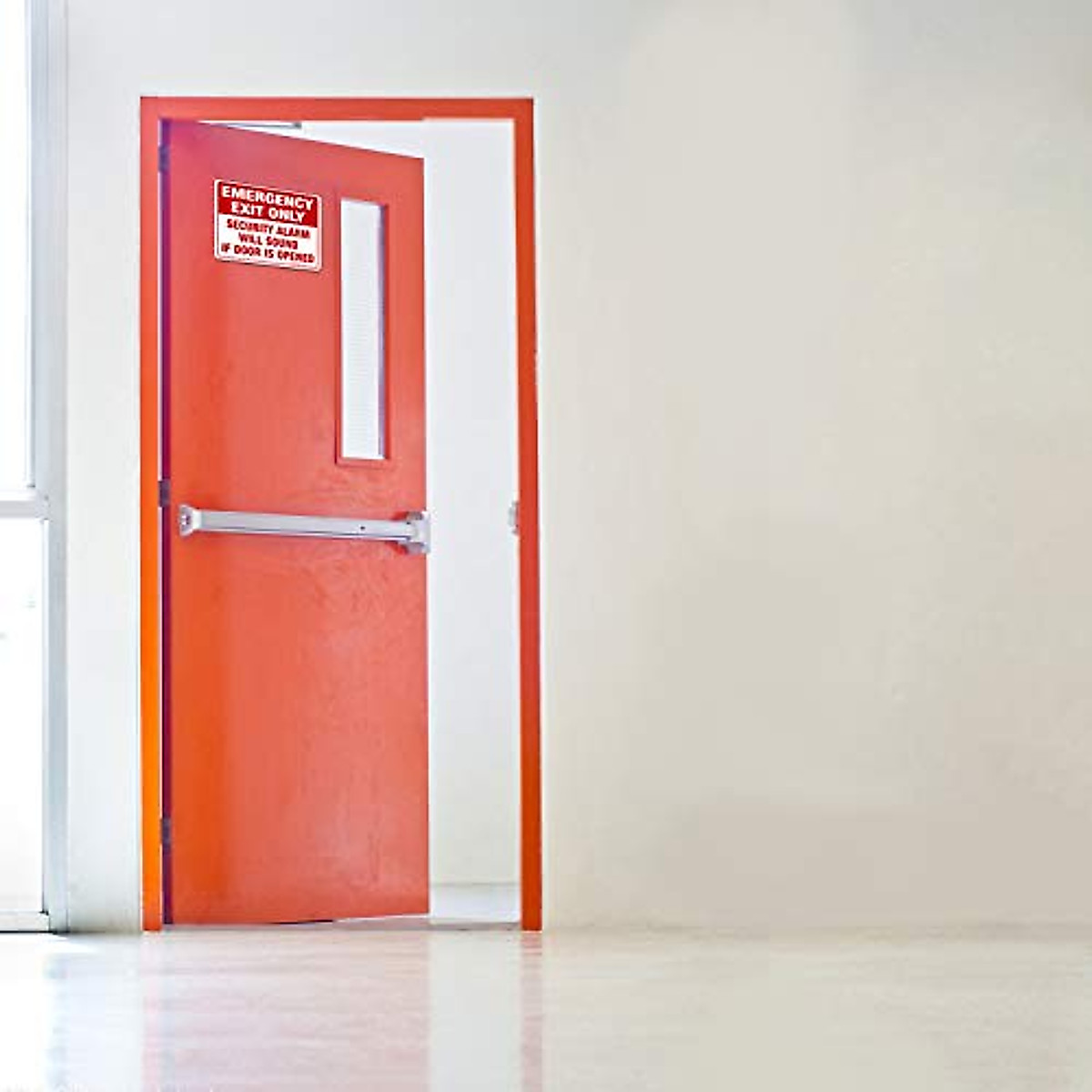 Emergency Exit Only Sticker, Emergency Exit Only - Security Alarm Will Sound If Door Is Opened Label, 2 Pack, 10 x 7 inch Self-Adhesive Vinyl Decal Stickers, Reflective, UV Protected, Waterproof