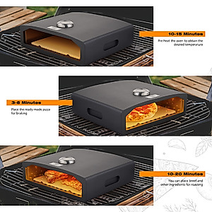 STAR PATIO Pizza Oven for Grill - Portable Grill Top Pizza Oven with Pizza Stone, Pizza Peel and Thermometer - Home Backyard Pizza Maker for Charcoal Grill, Gas Grill, PZB-002