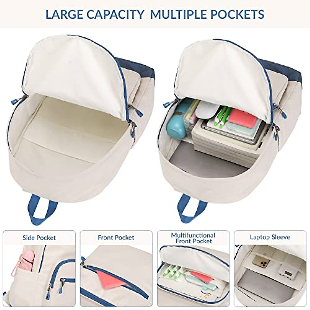 Lohol Lightweight & Casual Daypacks for Men, Women & Students, Perfect Daily Backpack for School, Work, and Travel (Beige)