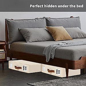 BettMorrow 6 Pack Bed Sheet Organizers and Storage (Queen & King Size) Sheet Organizers for Linen Closet Under bed Storage Sheets Set Organizers with Handle Window Foldable Bedding Storage Box Beige