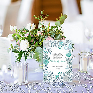 1624 Piece Diamond Place Card Holders Decorations includes 24 Pieces Acrylic table Number Holders for Wedding and 1600 Pieces Crystal Confetti Clear Diamond for Party Weddings