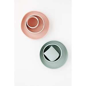 Silicone Dinnerware Set, Plate Bowl Cup, Toddler and Baby (Blue)