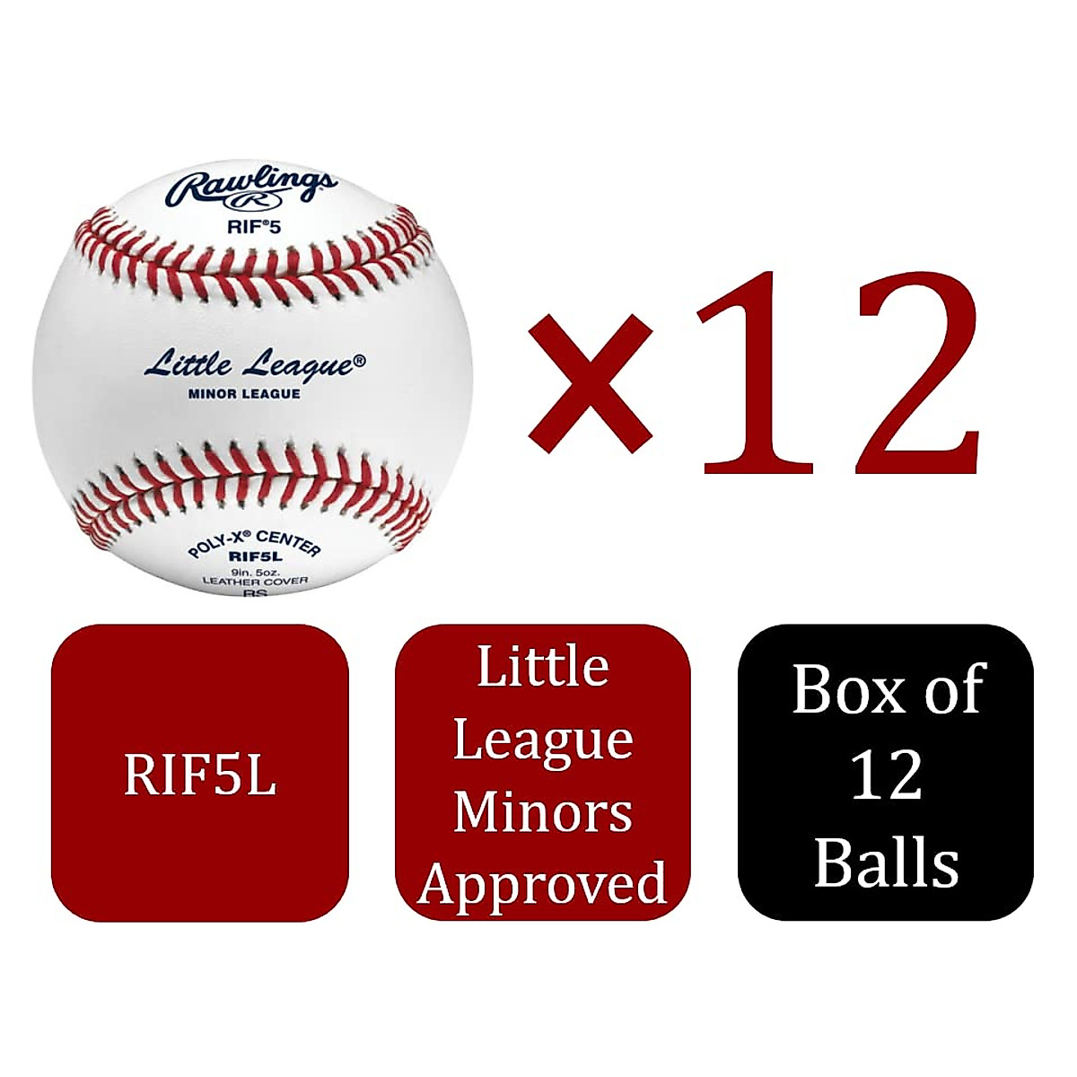 Rawlings | LITTLE LEAGUE Minors Baseballs | RIF5L | Youth | Recreational/Practice Use | 12 Count