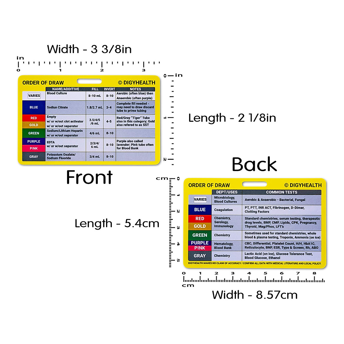 Silver Maple Leaf Order of Draw Badge Card for Phlebotomy – Horizontal Order of Blood Draw Card for Nurses, Nursing Clinicians and RN Students – Phlebotomy Cheat Sheet – Durable and Reliable