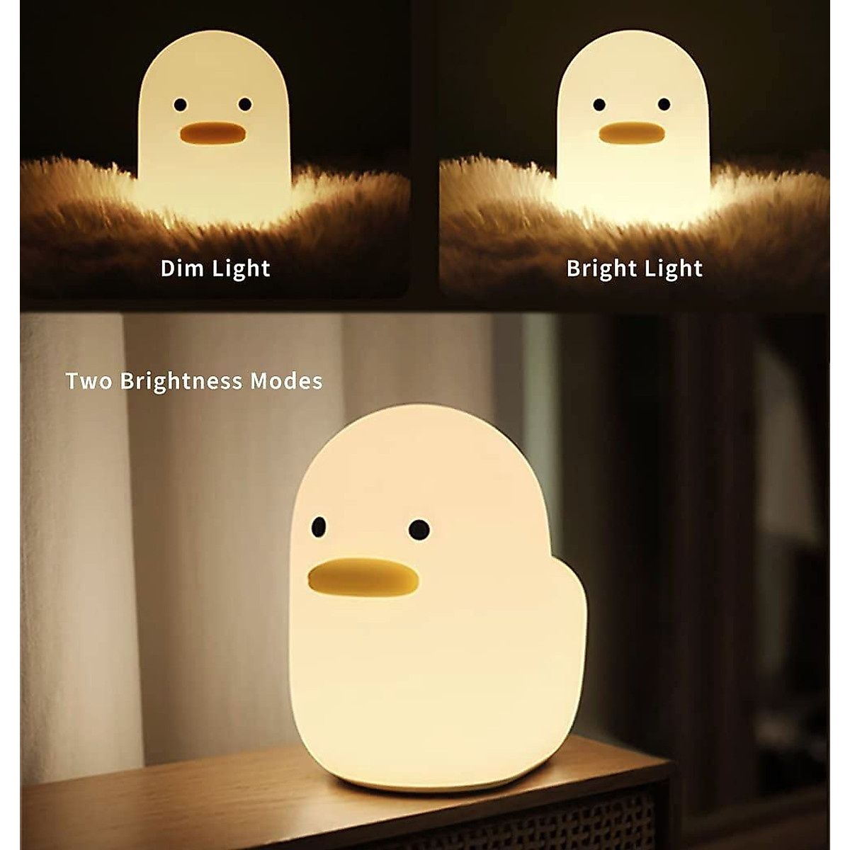 ipalmay Home Night Lights for Kids USB Rechargeable Lamps, ABS+PC Bedside Lamp for Breastfeeding, Touch Control&Timer Setting, White Duck