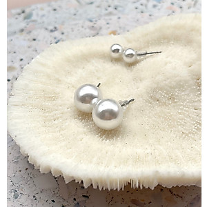 WAINIS 20 Pairs 2-10mm Round Imitation Pearl Earrings Composite Pearls Ball Stud Earrings Mixed Sizes Pearl earrings Set Jewelry