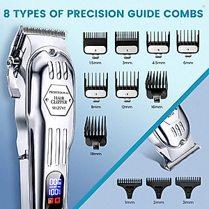 Professional Cordless Hair Clippers for Men, Trimmers Set and Barber Clippers for Haircut, Beard Trimmer Kit with LCD Display, Grooming Set, Rechargeable Hair Cutting Machine for Family