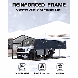 GAOMON 13' x 21' x 10' Metal Carport, with Heavy Duty Galvanized Steel Roof and Reinforced All-Metal Frame, Permanent Shelter for Agricultural Machinery, Carport for Cars, Boats, Trucks, and Tractors