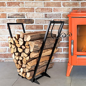 Qiang Ni Firewood Rack Indoor丨 Heavy Duty Firewood Rack Log Holder Rack Indoor Outdoor for Fireplace Wood Storage with Kindling Rack,33Inch