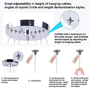 Dixun LED Chandeliers Modern Ceiling Light Fixture 3 Rings Adjustable Stainless Steel Pendant Light Chandelier for Bedrooms Living Room (Cool White)