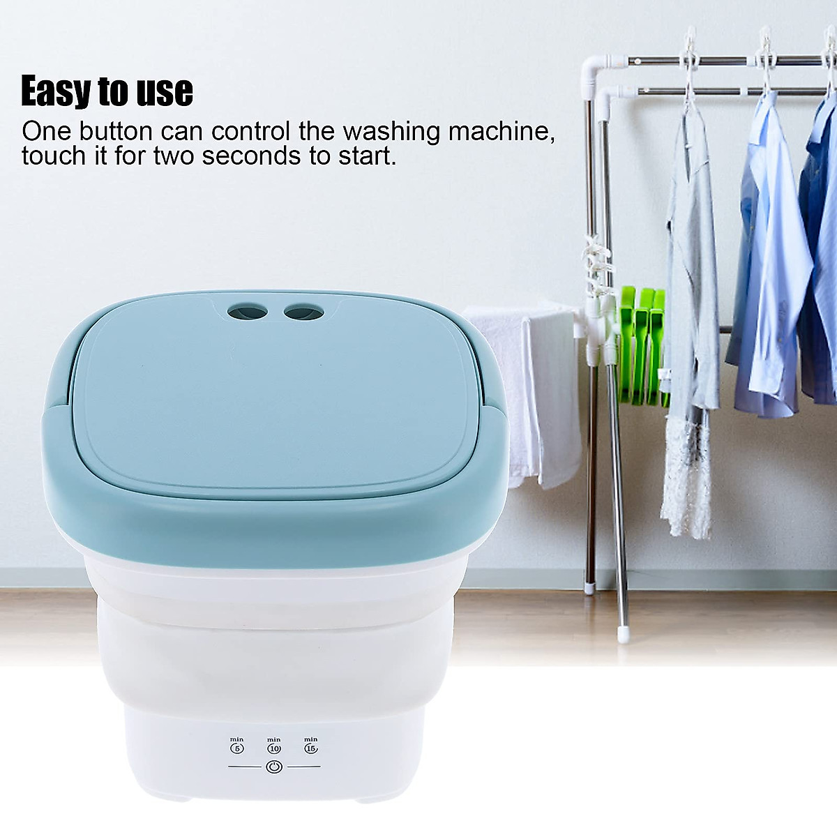 Foldable Mini Washing Machine Portable Lightweight Electric Laundry Washer for Washing Baby Clothes Underwear Towel at Home Apartment Dorm RVs Small Places and Outdoor Camping Travel(blue)
