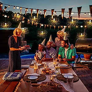 PETVAY 4 Pack Firework LED Lights, 480 LED 8 Modes Battery Operated Fairy String Lights with Remote, Hanging Starburst Lights for Wedding Christmas Party Patio Garden Decoration