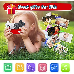 GIENEX Kids Digital Camera, Children Selfie Video Camcorder 1080P Lens 2.4 Inch HD, Best Christmas Electronic Gifts Toys for Age 3-10 Years Old Boys & Girls Toddlers