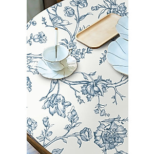 Safiyya Peel and Stick Wallpaper Floral Birds Contact Paper Blue White Wallpaper Peel and Stick Removable Wallpaper Boho Wallpaper Flower Contact Paper for Walls Vinyl Rolls 118"x17.3"