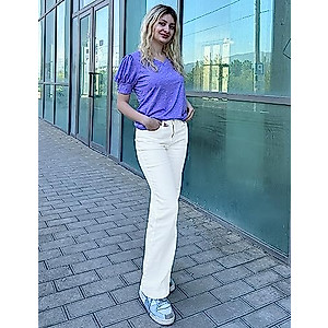 luvamia Wide Leg Jeans for Women High Waisted Baggy 90S Jeans Distressed Stretchy Denim Pants Trendy High Rise Jeans for Women Western Wear for Women Baggy Jeans Women Brilliant White Size US 18