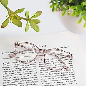 FONHCOO Blue Light Blocking Glasses Fashion Round TR90 Frame Transparent Eyewear Anti Eyestrain Computer Glasses for Women Men (Light Brown)