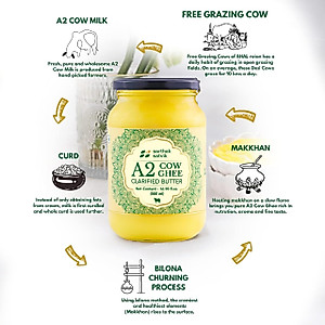 Sarthak Satvik A2 Cow's Ghee | Free Grazing Pure Desi Cow | Using Traditional Bilona Method | Helps in Building Bone Strength & Improves Stamina | Organic and Natural Immunity Booster - 33 Oz