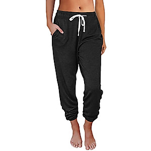 AUTOMET Sweatpants for Women with Pockets-Lounge Pajams Pants-Running Joggers Fall Clothes Spring Outfits Resort Wear 2025 Black XXL