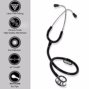 RCSP Aluminium Dual Head Stethoscope for doctors and Medical students | light weight Chest Piece with Flexible Latex Free Tube & Soft Sealing Ear Knobs